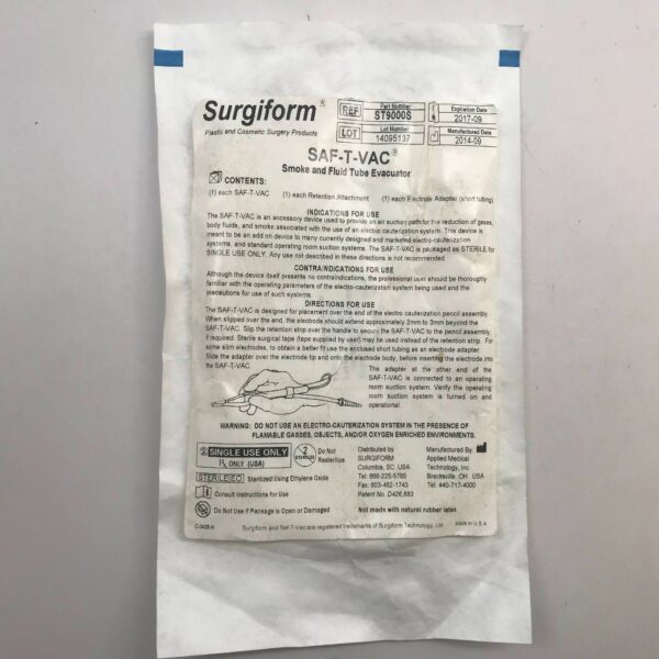 APPLIED MEDICAL ST9000S Surgiform Saf-T-Vac Smoke And Fluid Tube ...