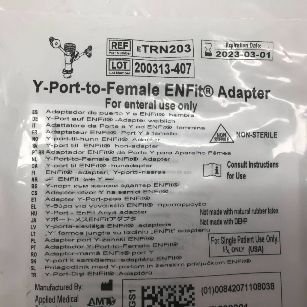 APPLIED MEDICAL TRN203 Y-Port-To-Female ENFit Adapter – GBtech USA