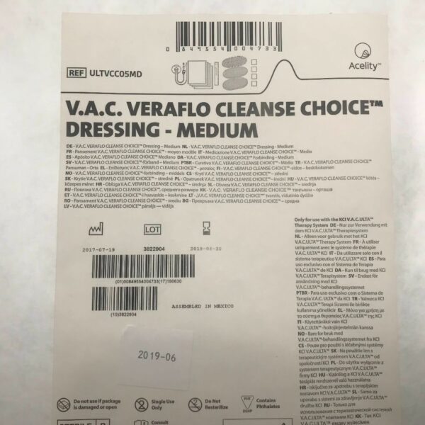 KCI ULTVCC05MD V.A.C. Veraflo Cleanse Choice Dressing - Medium (X) - GB ...