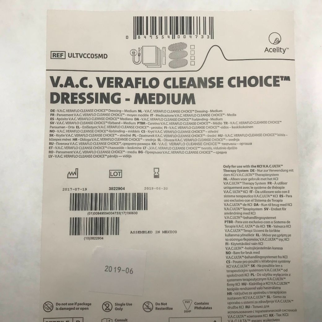 KCI ULTVCC05MD V.A.C. Veraflo Cleanse Choice Dressing - Medium (X) - GB ...