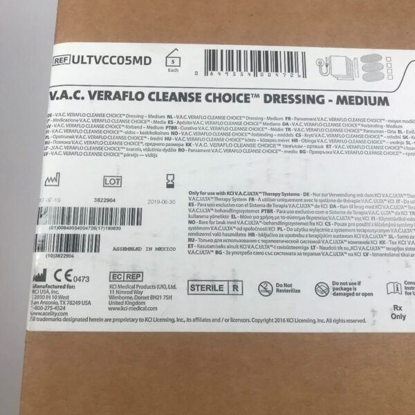KCI ULTVCC05MD V.A.C. Veraflo Cleanse Choice Dressing - Medium (5/Box ...
