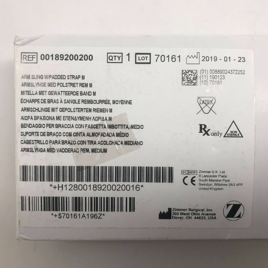 ZIMMER 00189200200 Arm Sling W/Padded Strap M - GB TECH USA