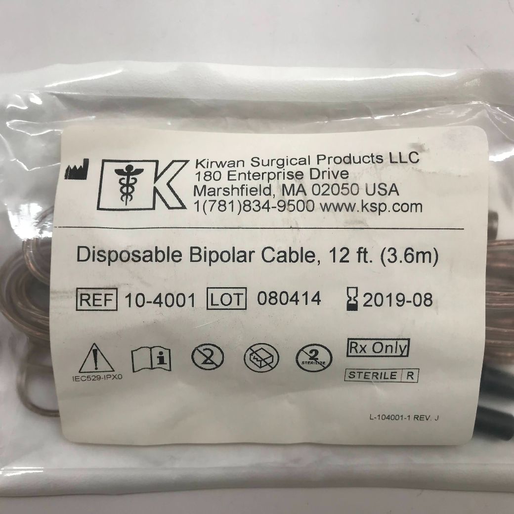 KIRWAN SURGICAL 10-4001 Disposable Bipolar Cable, 12Ft (X) - GB TECH USA
