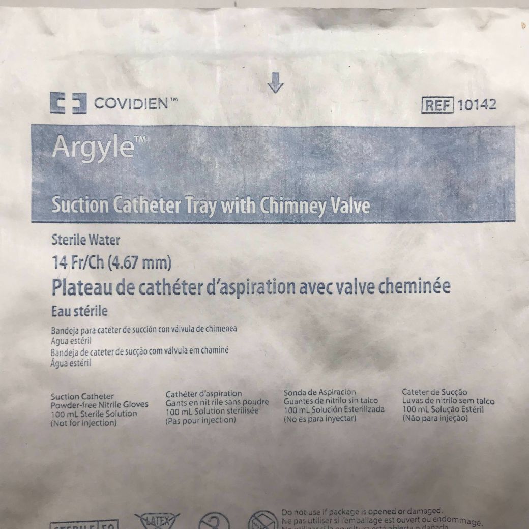 COVIDIEN 10142 Argyle Auction Catheter Tray With Cannula Valve, Sterile ...