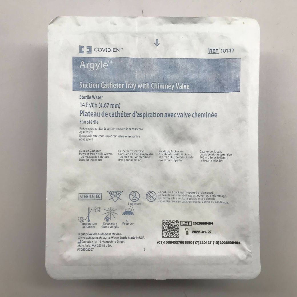 COVIDIEN 10142 Argyle Auction Catheter Tray With Cannula Valve, Sterile ...