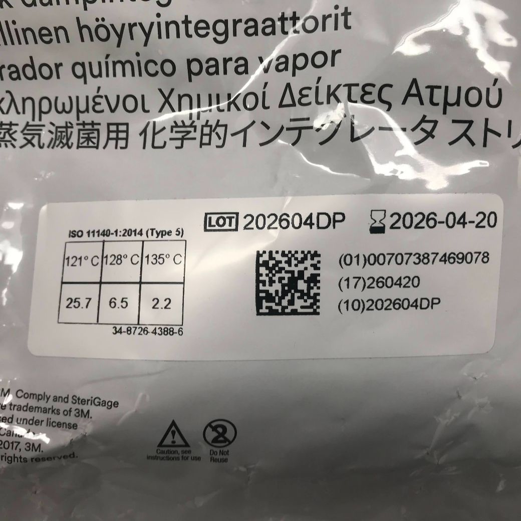 3M 1243A Comply SteriGage Steam Chemical Integator - GB TECH USA