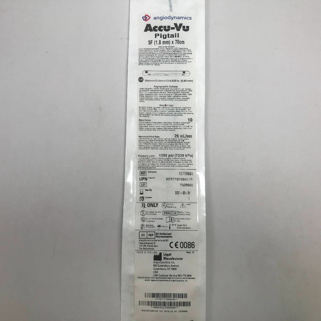 ANGIODYNAMICS 13709801 Accu-Vu Pigtail Angiographic Catheter, Non ...