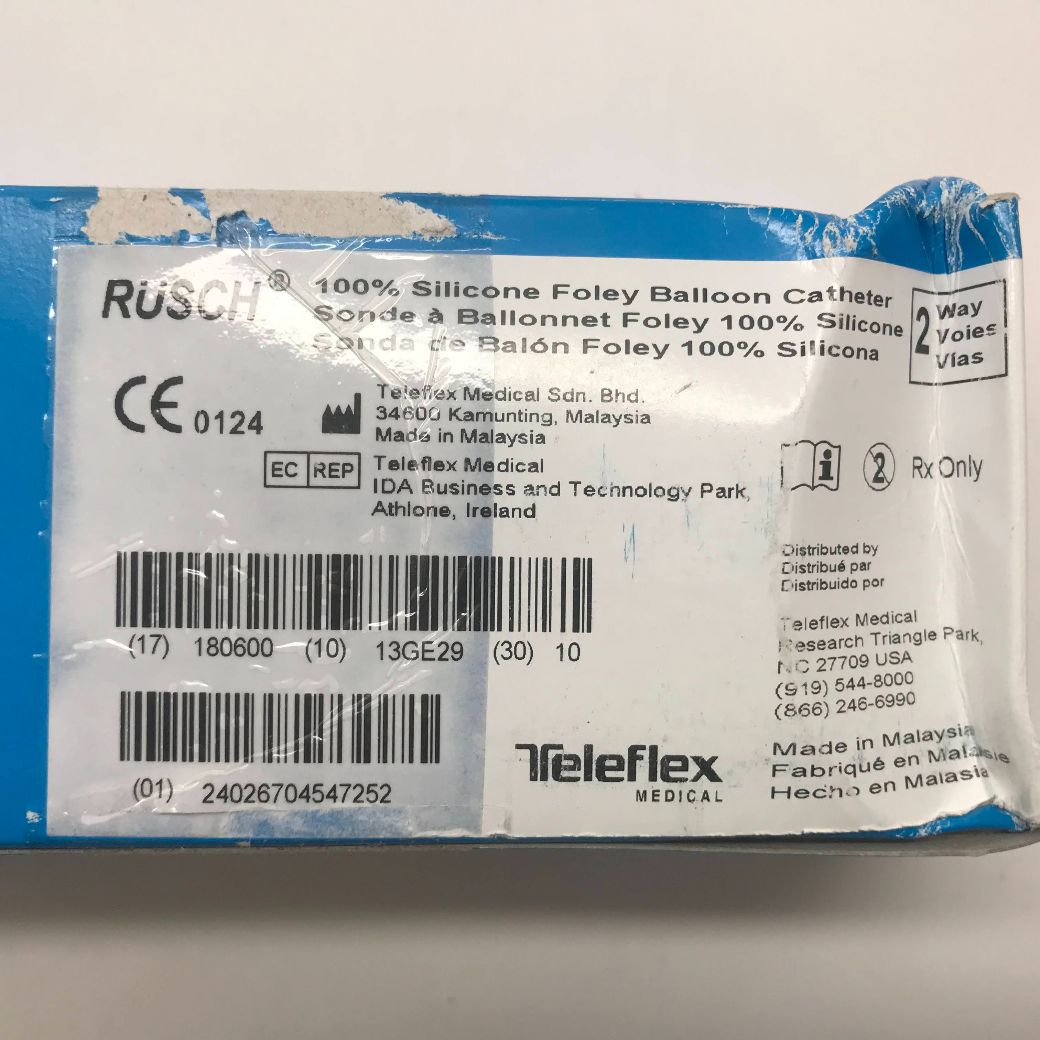 TELEFLEX 170605160 100% Silicone Foley Balloon Catheter, 5mL, 10mL ...