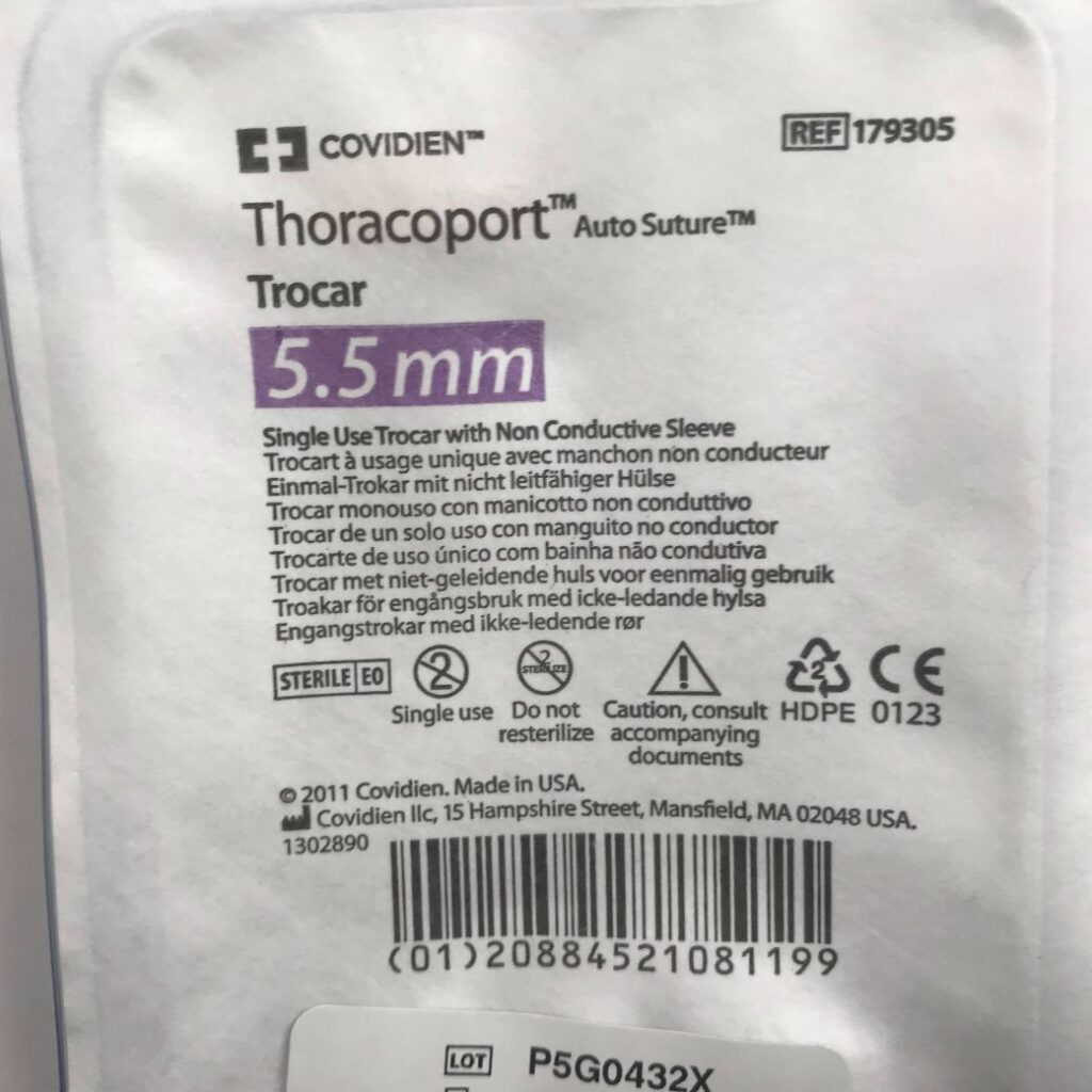 COVIDIEN 179305 Thorocoport Auto Suture Trocar With Non Conductive ...
