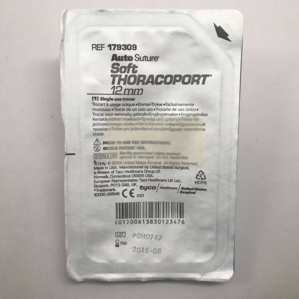 TYCO/COVIDIEN 179309 Auto Suture Soft Thoracoport, Single Use Trocar ...