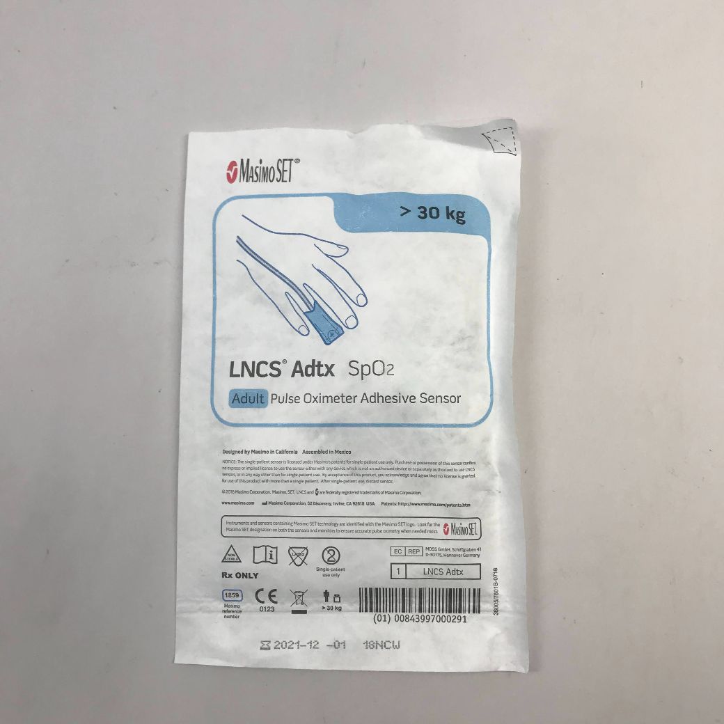 MASIMO 1859 LNCS Adtx SpO2 Adult Pulse Oximeter Adhesive Sensor, 30kg ...