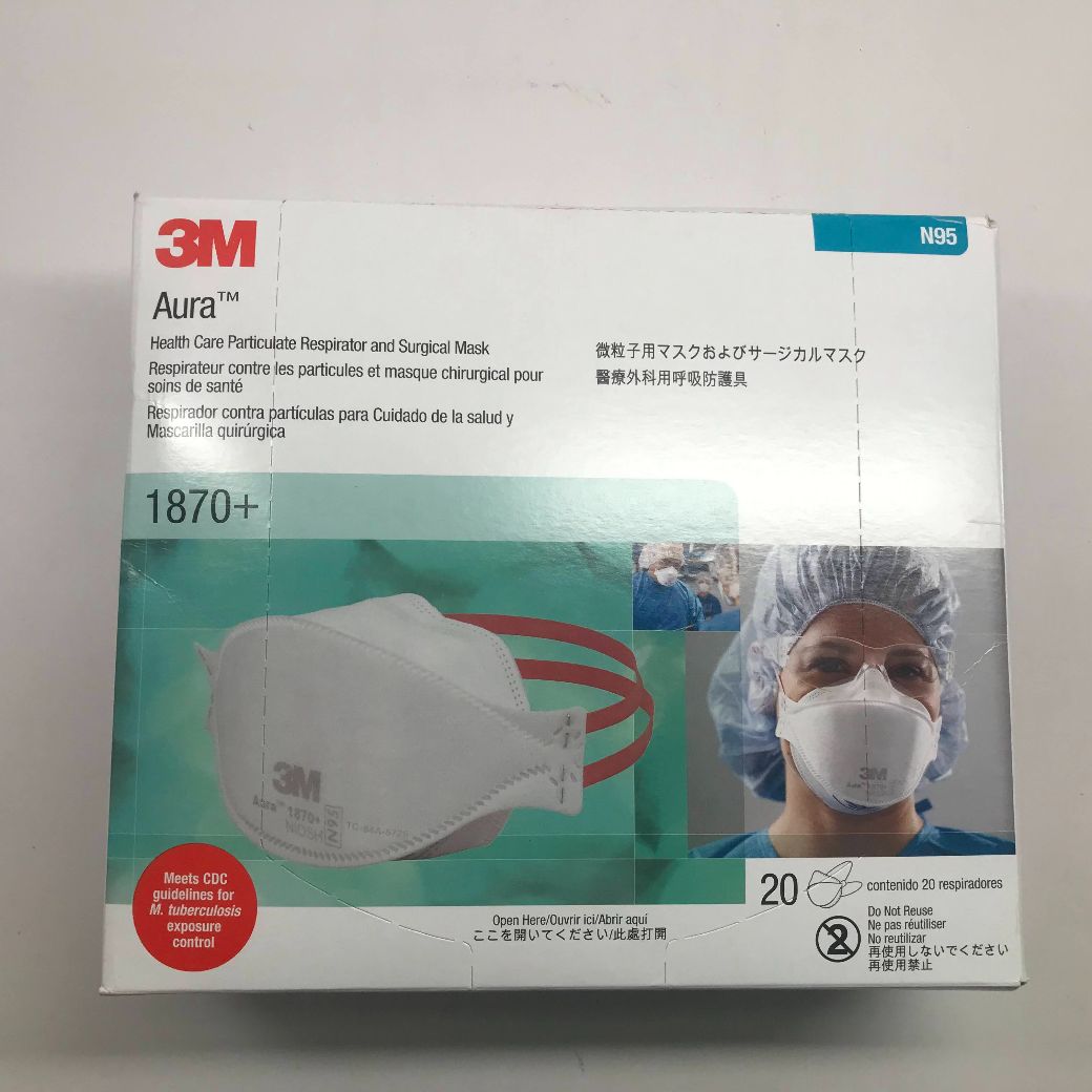 3M 1870+ Aura Health Care Particulate Respirator And Surgical Mask (20 ...