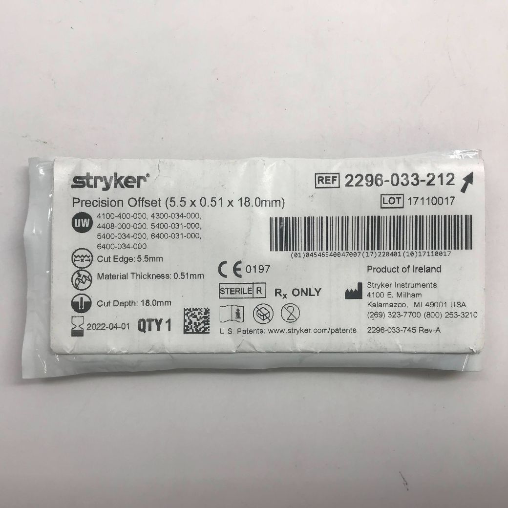 STRYKER 2296-033-212 Precision Offset, 5.5 x 0.51 x 18.0mm (X) - GB ...