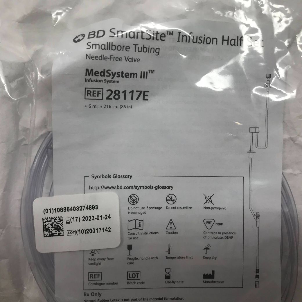 BD 28117E SmartSite Infusion Half Set, Smallbore Tubing, Needle-Free ...