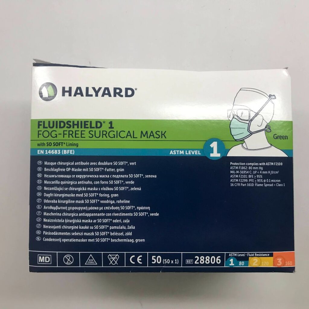 HALYARD 28806 FluidSheild’s Fog-Free Surgical Mask w/So Soft Lining ...