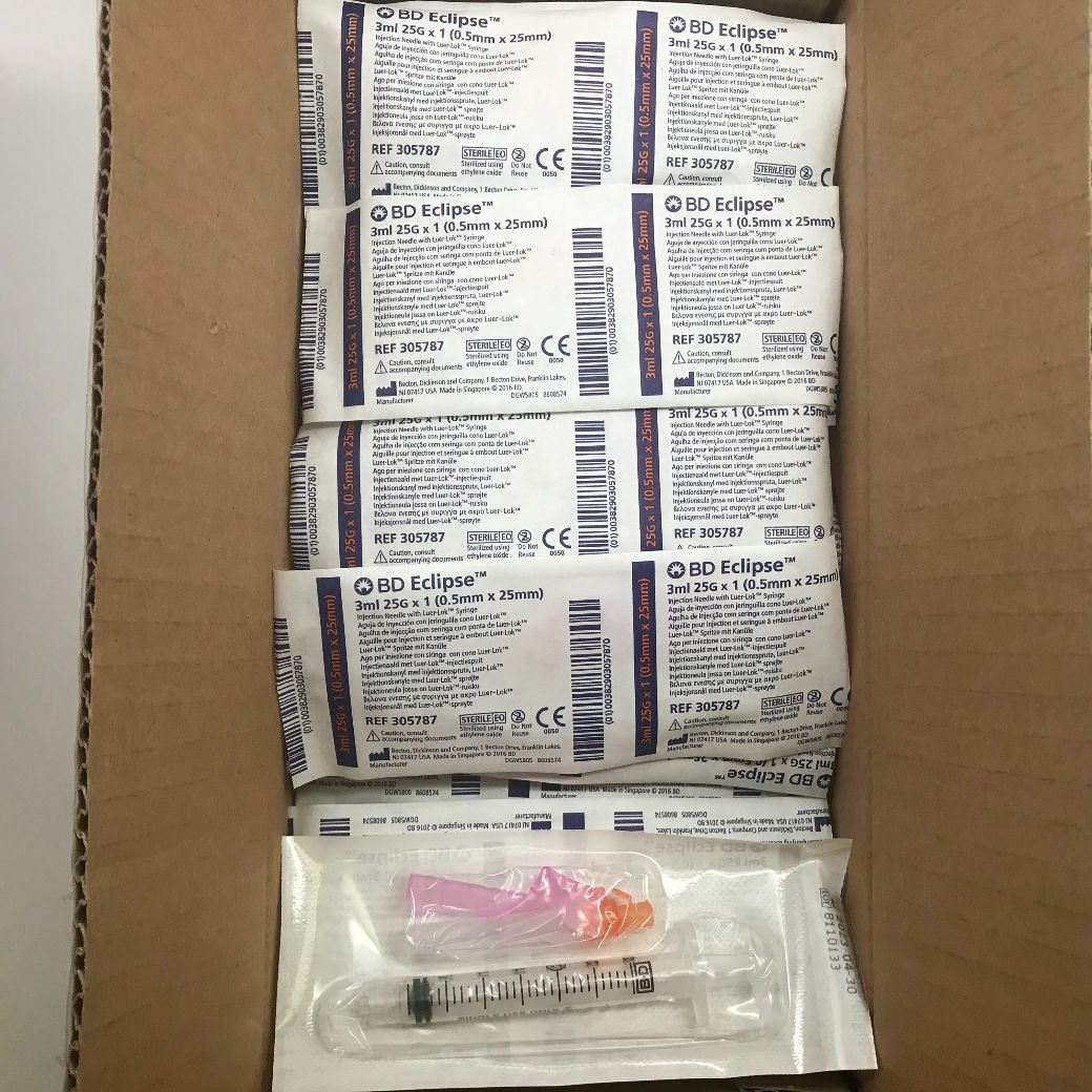BD 305787 Eclipse Injection Needle With Luer-Lok Syringe, 3mL, 25G x 1 ...