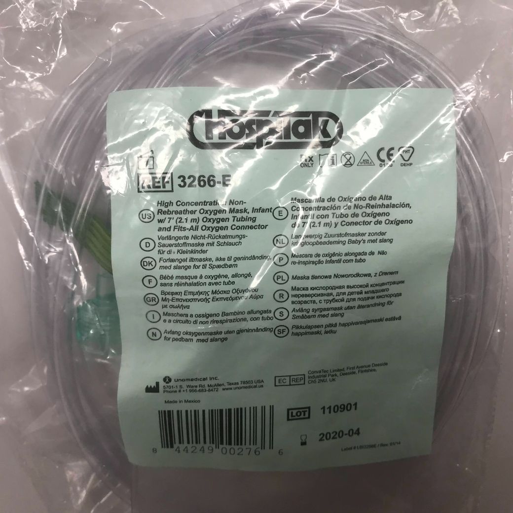 UNOMEDICAL 3266-E High Concentration Non-Rebreather Oxygen Mask, Infant ...