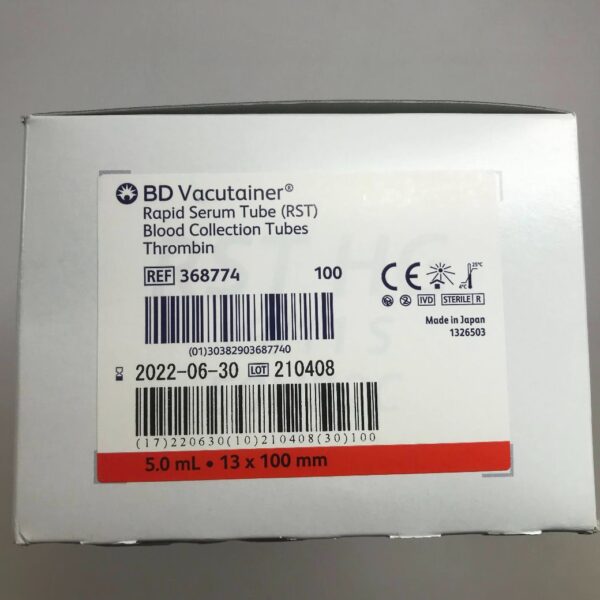BD 368774 Vacutainer Rapid Serum Tube (RST) Blood Collection Tubes ...