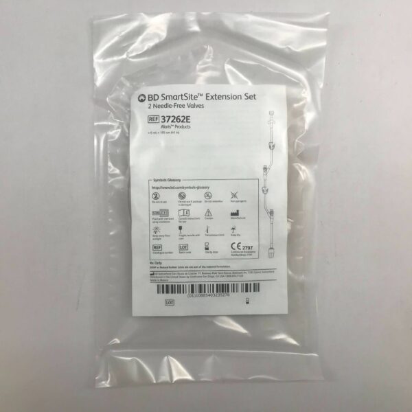 BD 37262E SmartSite Extension Set, 2 Needle-Free Valves, 6mL, 105cm ...