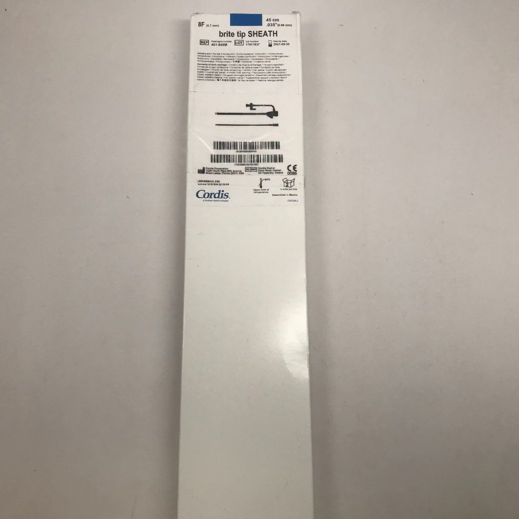 CORDIS 401-845M Brite Tip Sheath Introducer, 45cm, .035", 8F (2/Box) (X ...