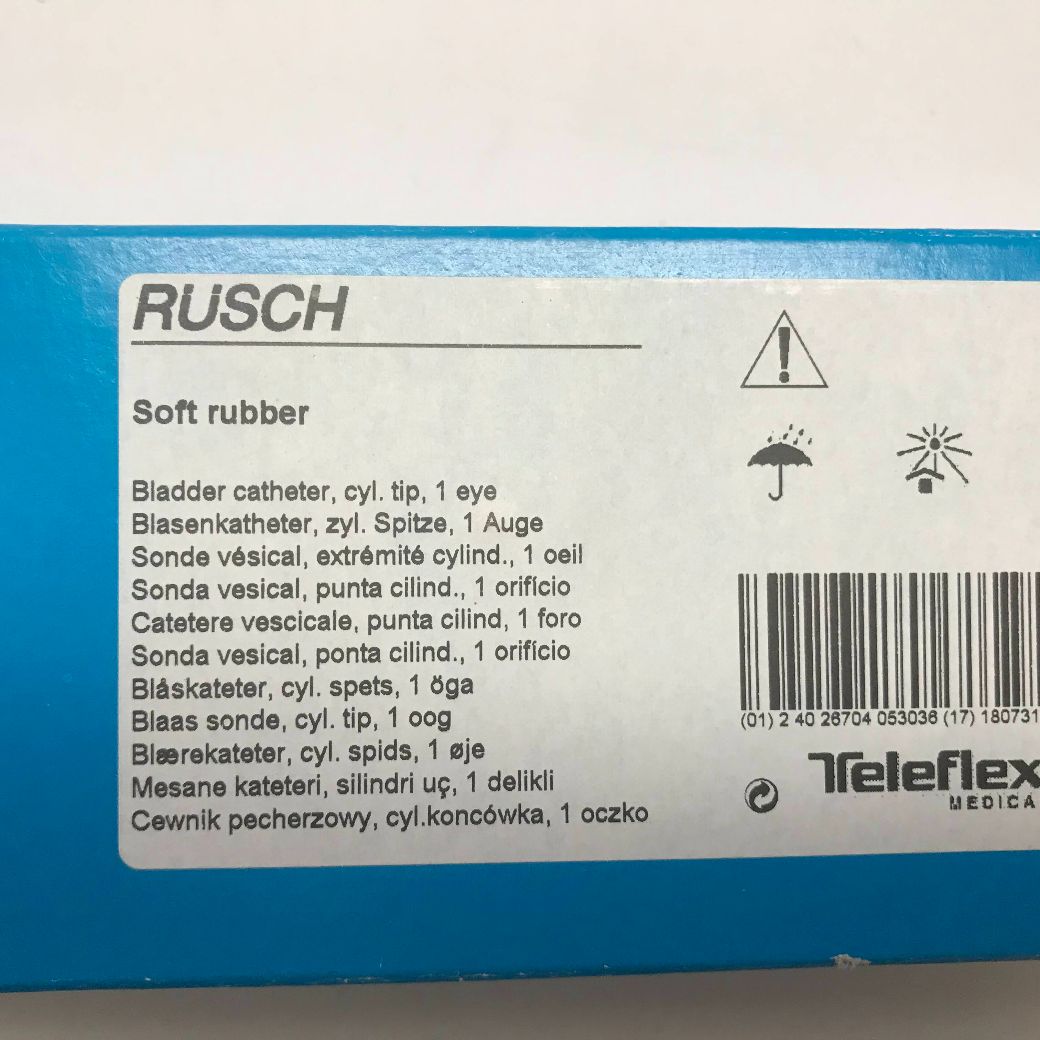 TELEFLEX 402140 Rusch Soft Rubber, Bladder Catheter, Cyl, Tip, 1 Eye, 8 ...