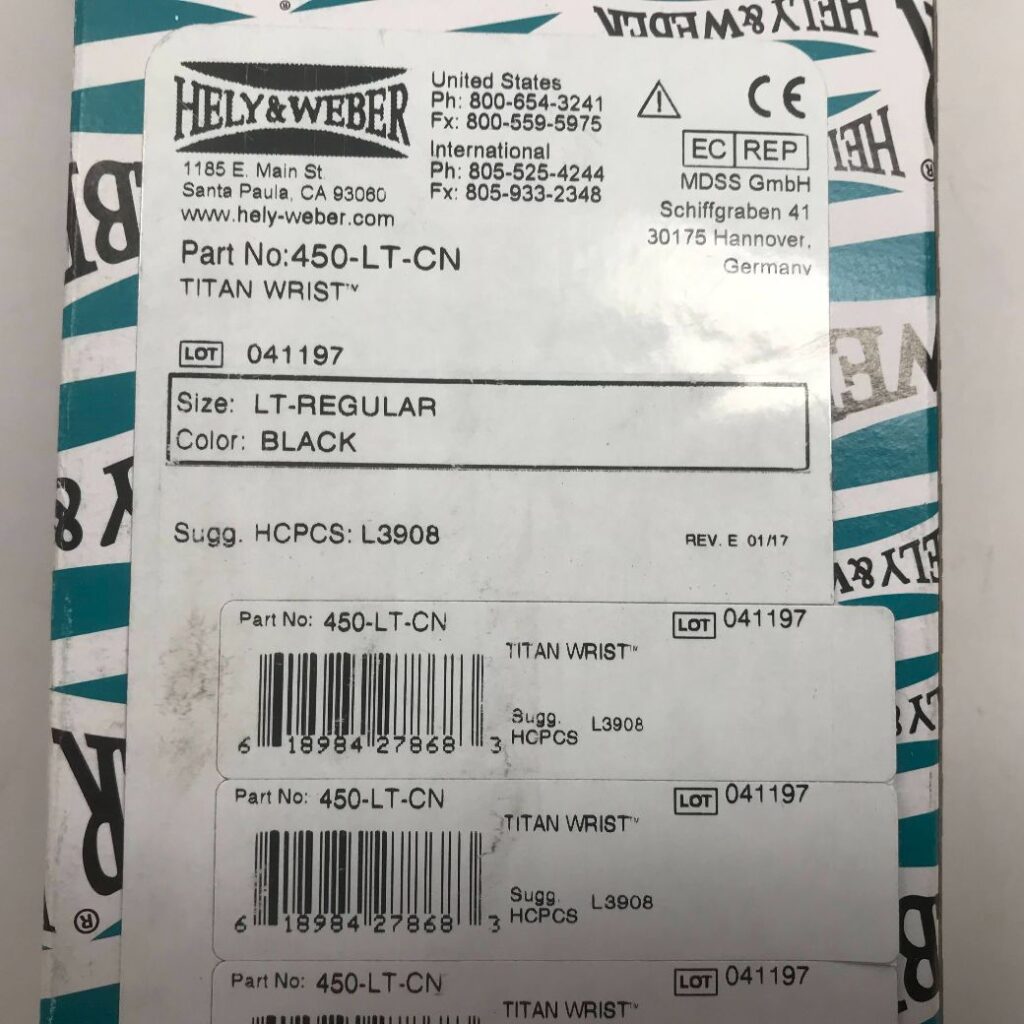 HELY AND WEBER 450-LT-CN Left Titan Wrist, Regular, Black - GB TECH USA