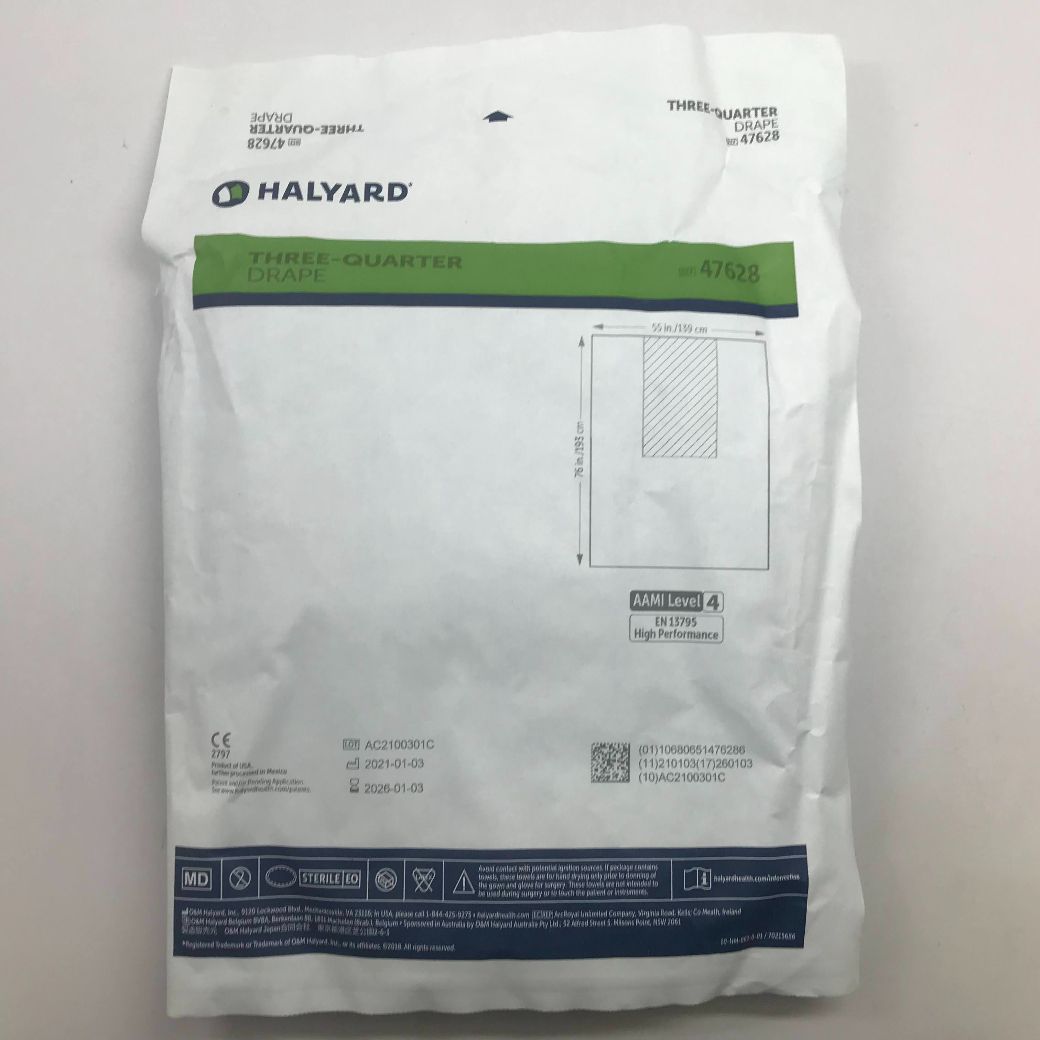 HALYARD 47628 Three-Quarter Drape, AAMI Level 4, 55in x 76in - GB TECH USA
