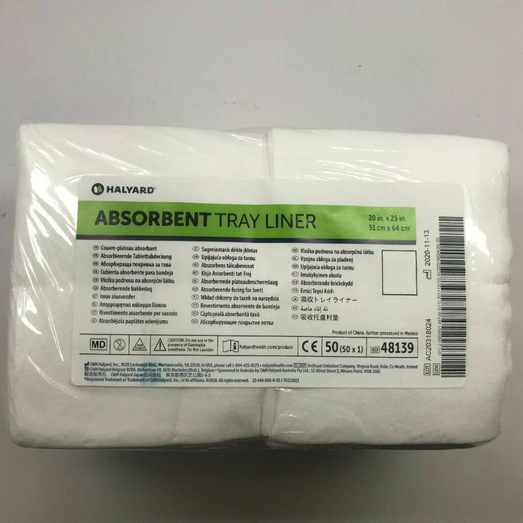 HALYARD 48139 Absorbent Tray Liner, 20in x 25in - GB TECH USA