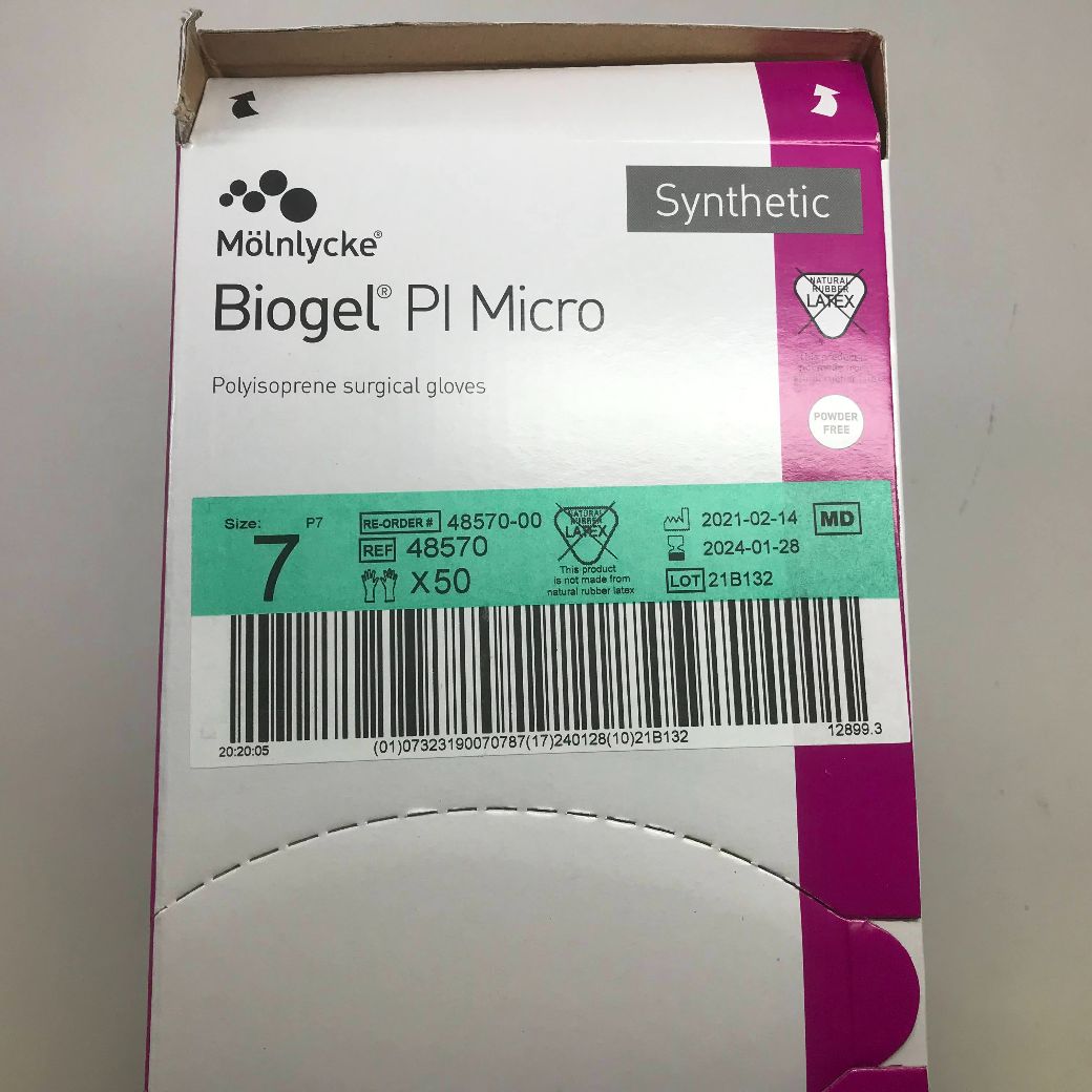 MOLNLYCKE 48570 Biogel PI Micro Polyisoprene Surgical Gloves, Size 7 ...