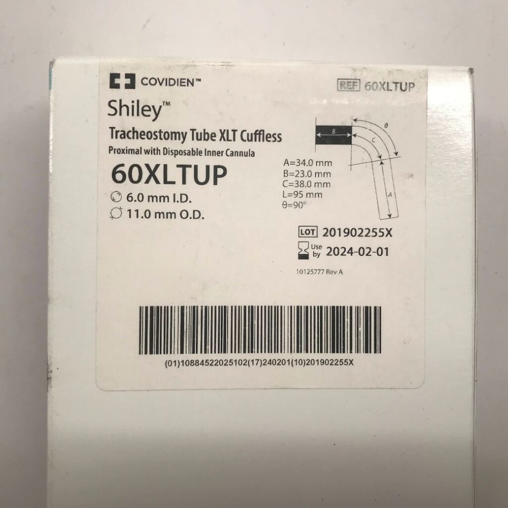 COVIDIEN 60XLTUP Shiley Tracheostomy Tube XLT Cuffless, Proximal With ...