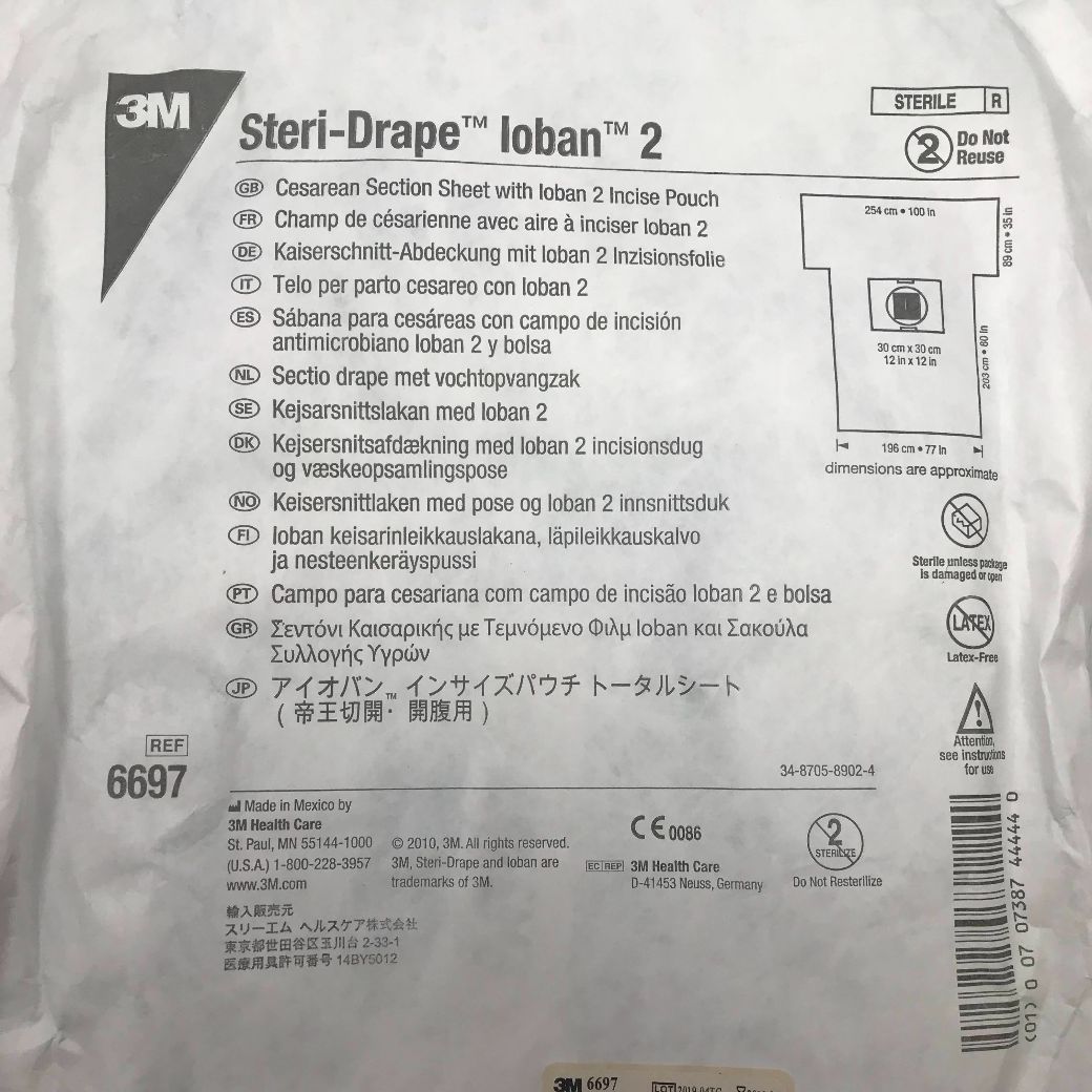 3M 6697 Steri-Drape Loban 2 Cesarean Section Sheet w/Incise Pouch 254cm ...