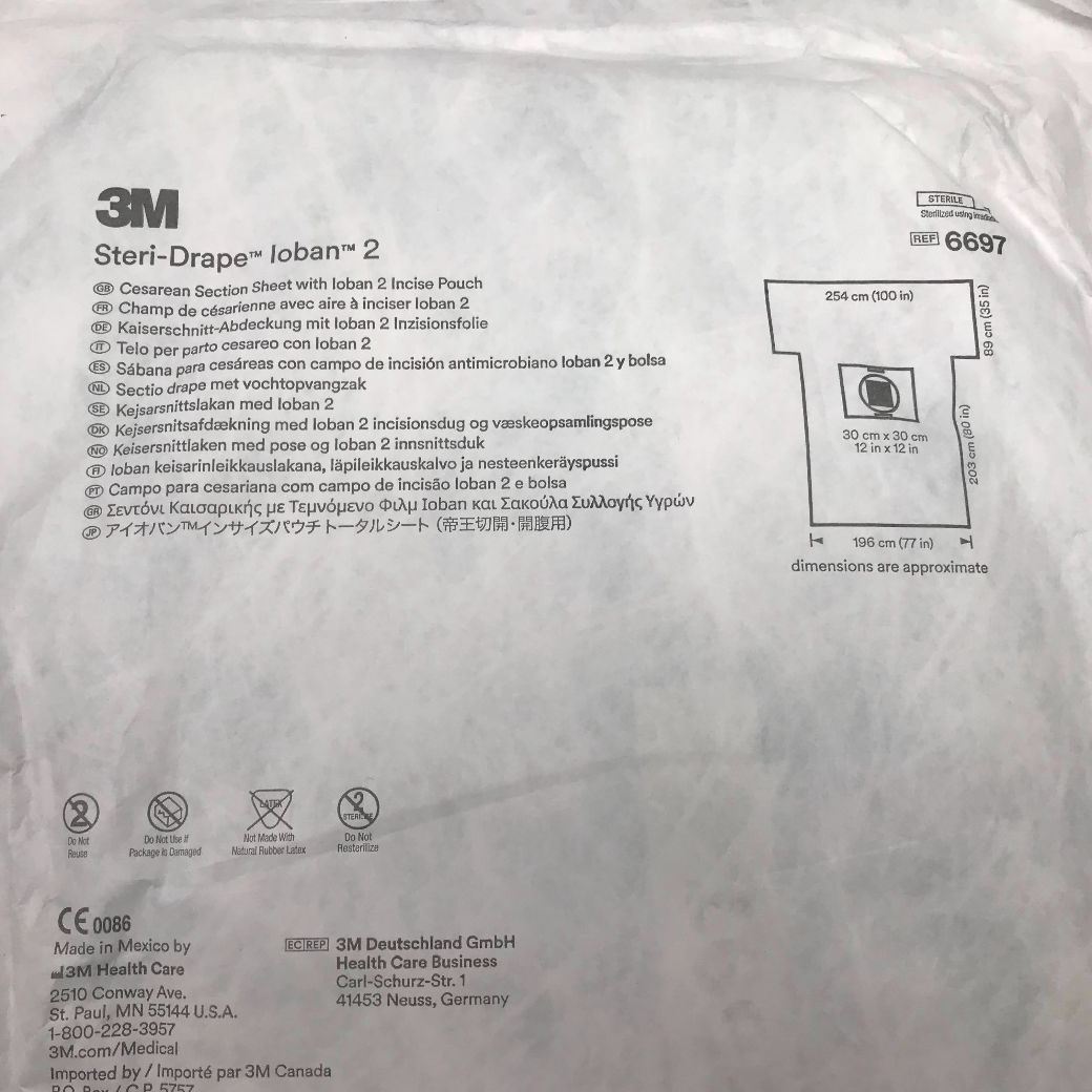 3M 6697 Steri-Drape Ioban 2 Cesarean Section Sheet With Ioban 2 Incise ...