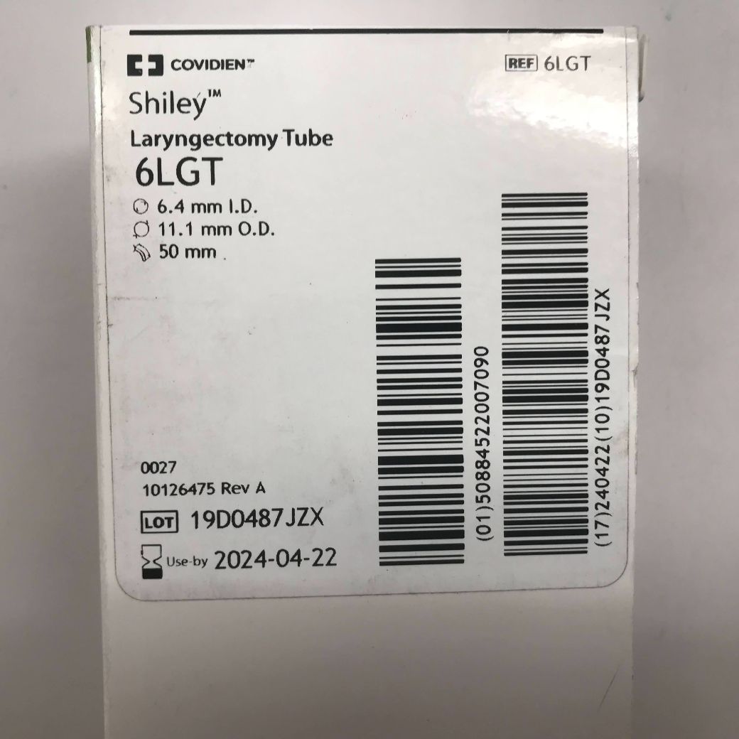 COVIDIEN 6LGT Shiley Laryngectomy Tube, 6.4mm I.D., 11.1mm O.D., 50mm ...