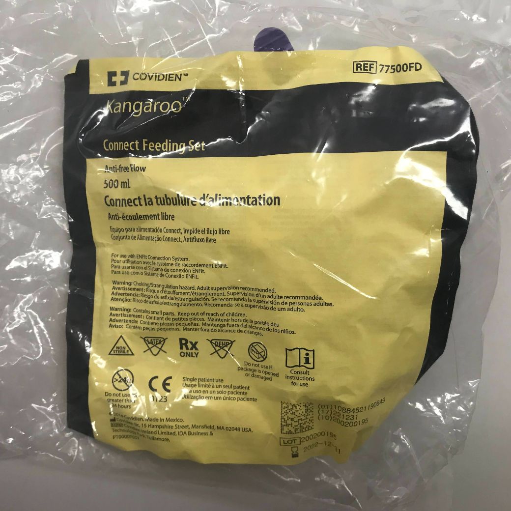 COVIDIEN 77500FD Kangaroo Connect Feeding Set, Anti-Free Flow, 500mL ...