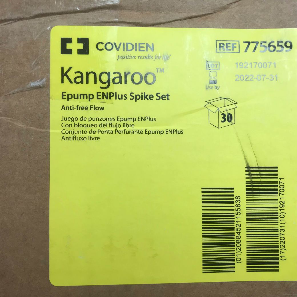 COVIDIEN 775659 Kangaroo Epump ENPlus Spike Set, Anti-Free Flow (30/Box ...