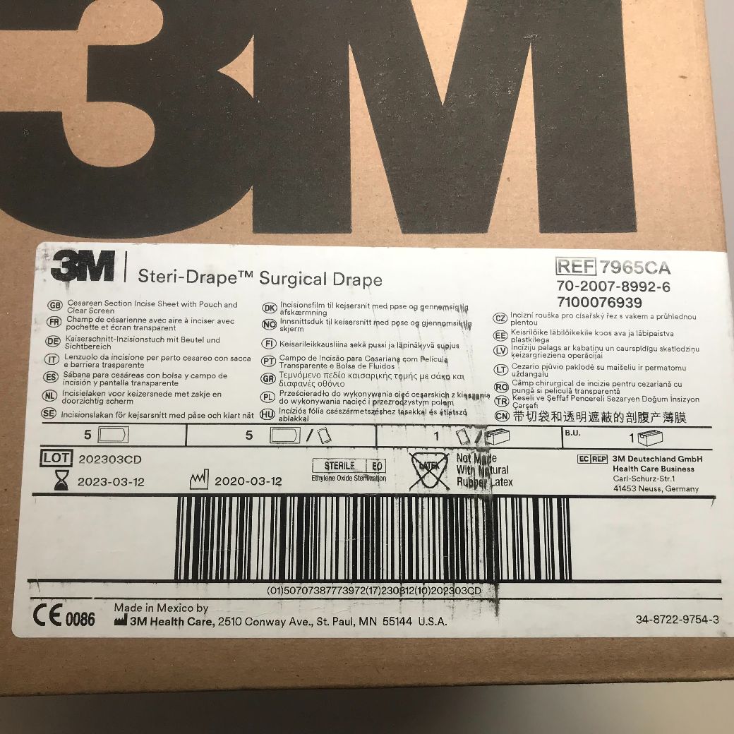 3M 7965CA Steri-Drape Surgical Drape, Cesarean Section Incise Sheet w ...