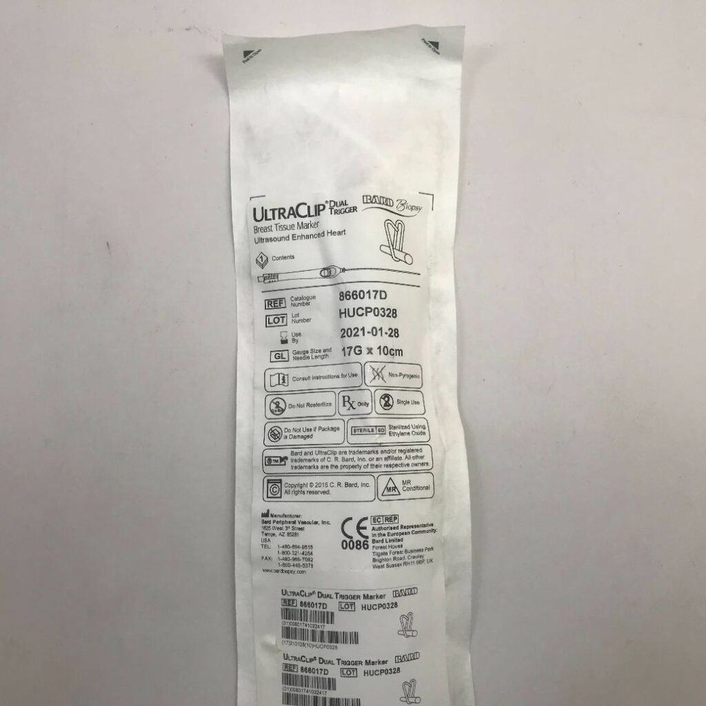 BARD 866017D UltraClip Dual Trigger Breast Tissue Marker Ultrasound Enhanced Heart, 17G x 10cm ...