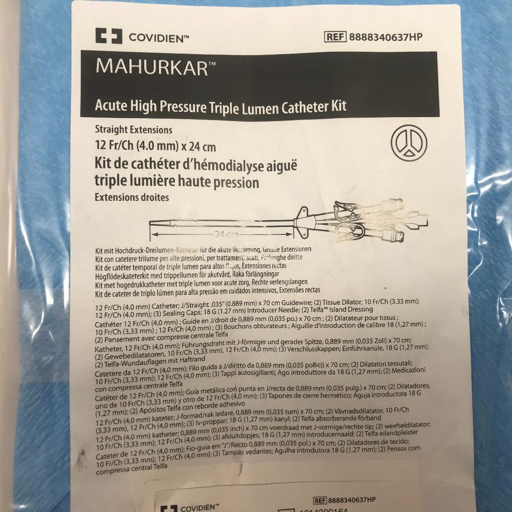 COVIDIEN 8888340637HP MAHURKAR Acute High Pressure Triple Lumen ...