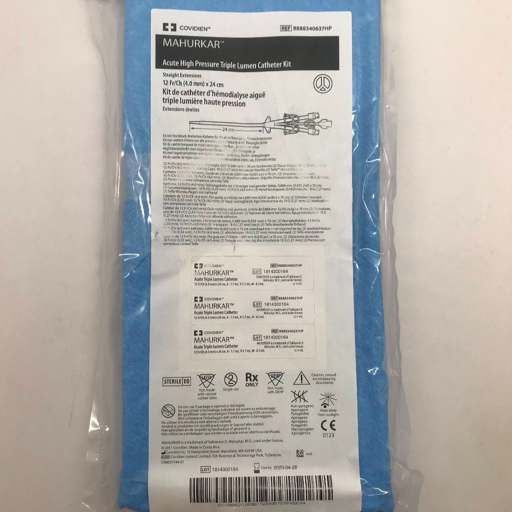 COVIDIEN 8888340637HP MAHURKAR Acute High Pressure Triple Lumen ...