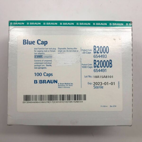 BRAUN B2000 Blue Cap, Dual Functioning Luer Lock Plug (100/Box) - GB ...