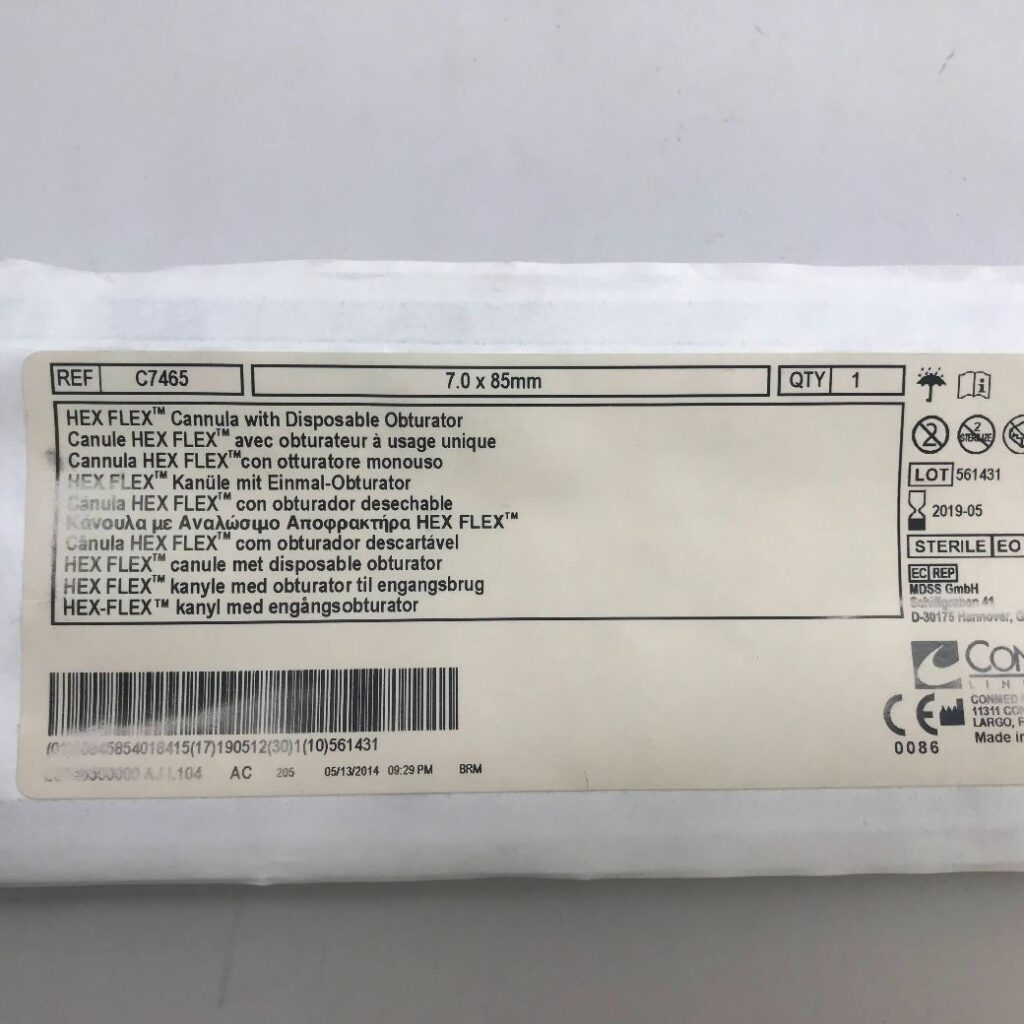 CONMED C7465 Hex-Flex Cannula With Disposable Obturator, 7.0 x 85mm (X ...