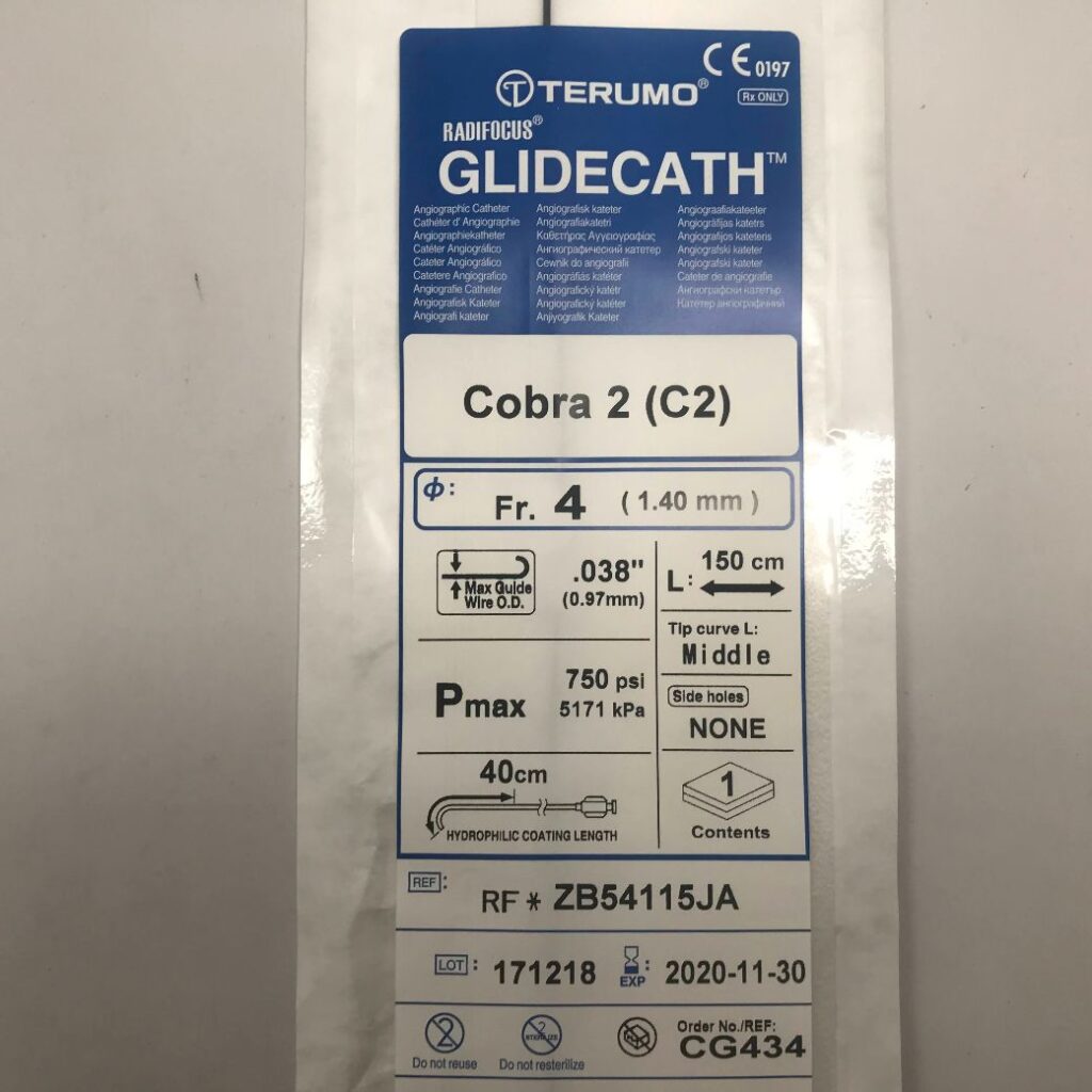 TERUMO CG434 Cobra 2 Radifocus Glidecath Angiographic Catheter, 4Fr ...