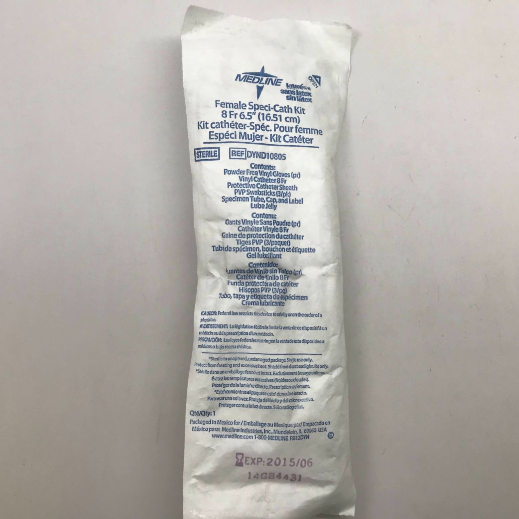 MEDLINE DYND10805 Female Speci-Cath Kit, 8Fr, 6.5", Powder-Free Vinyl ...