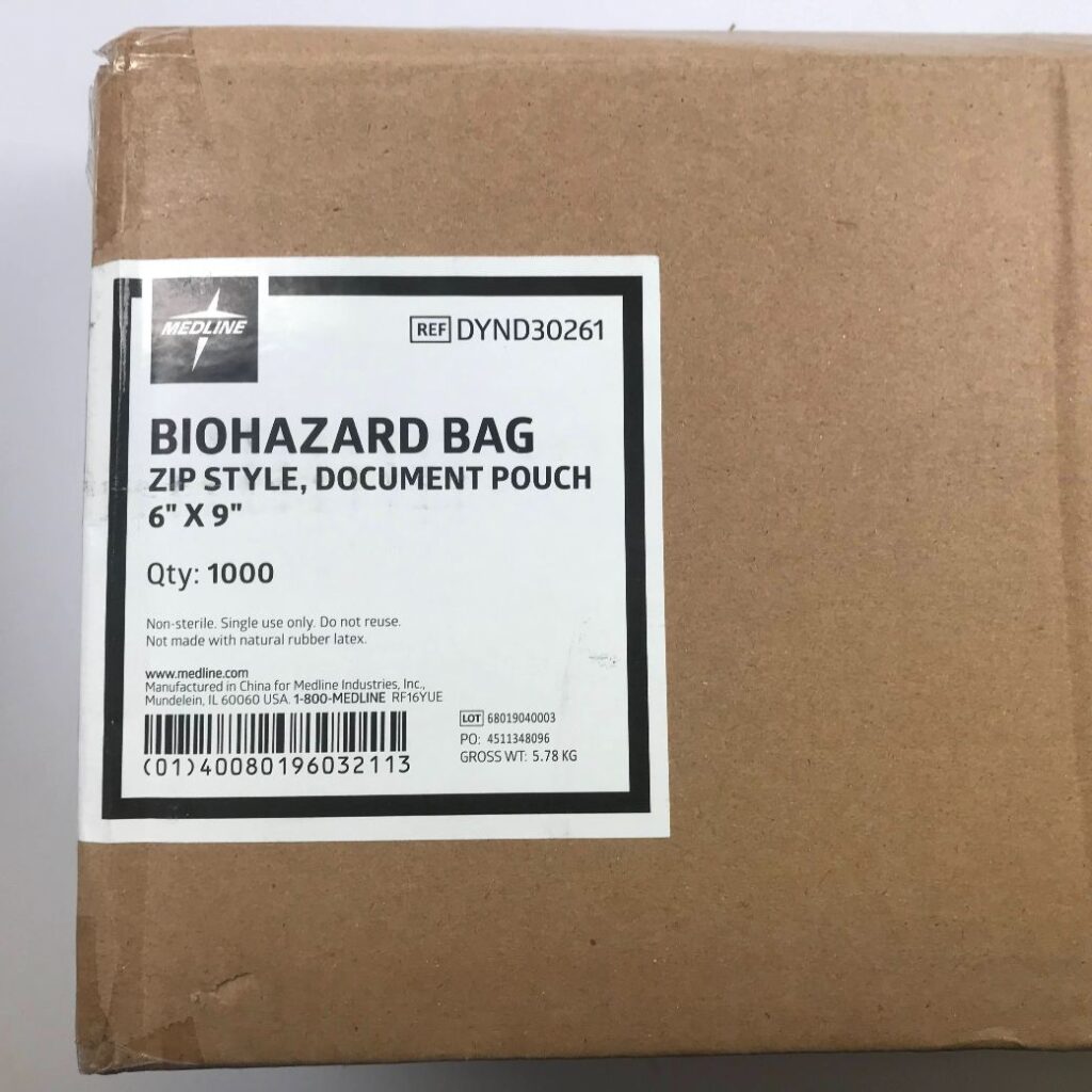 MEDLINE DYND30261 Biohazard Bag Zip Style, Document Pouch, 6" x 9 ...