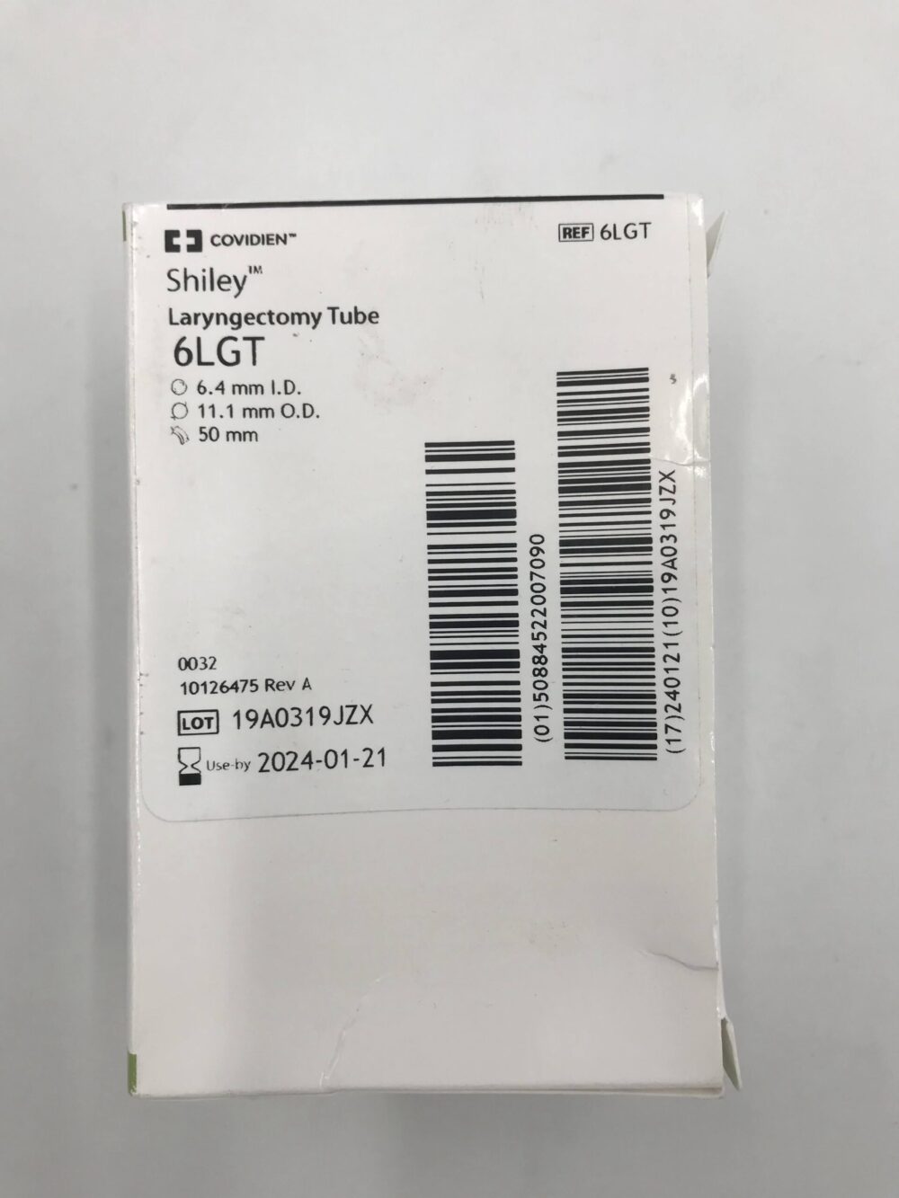 COVIDIEN 6LGT Shiley Laryngectomy Tube, 6.4mm I.D., 11.1mm O.D., 50mm ...