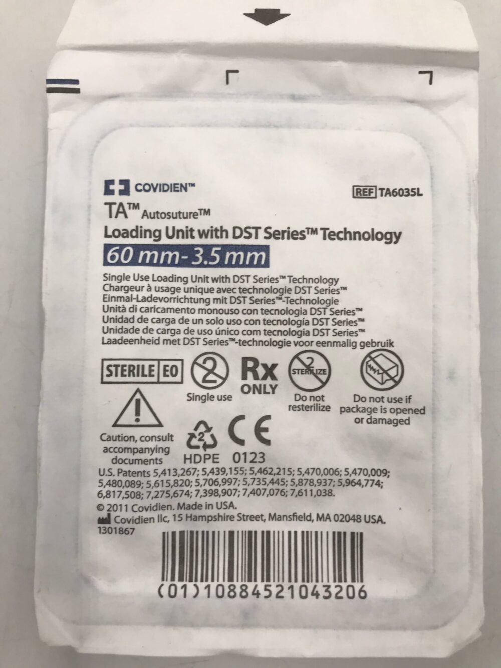 COVIDIEN TA6035L TA AutoSuture Loading Unit With DST Series Technology ...