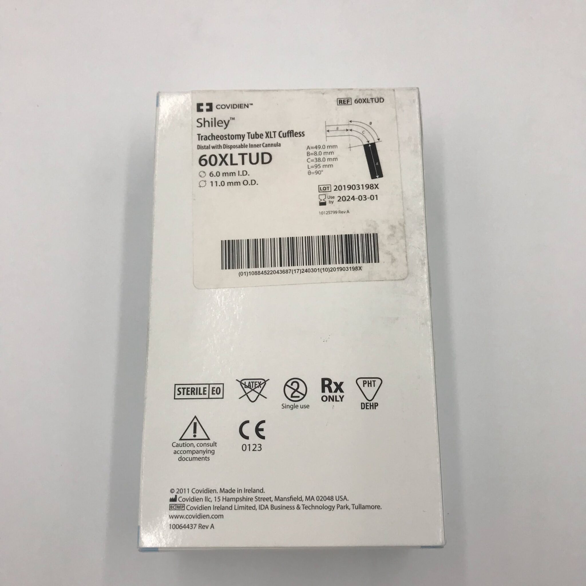 COVIDIEN 60XLTUD Shiley Tracheostomy Tube XLT Cuffless, Distal With ...