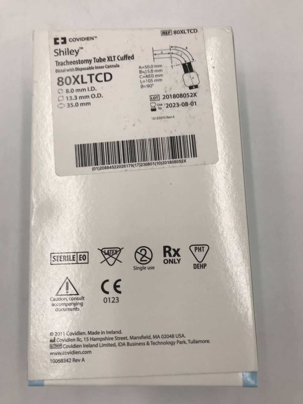 COVIDIEN 80XLTCD Shiley Tracheostomy Tube XLT Cuffed, Distal With ...