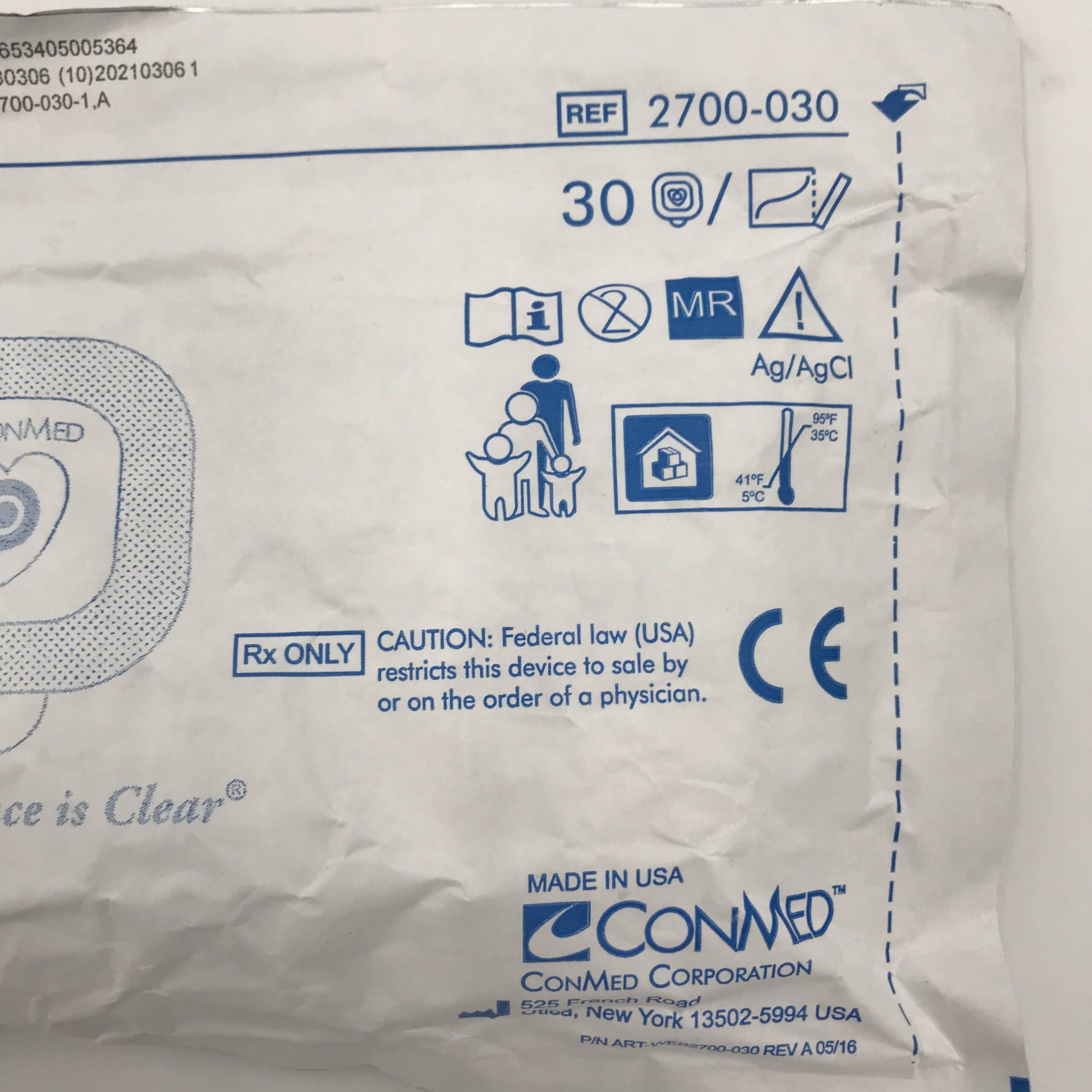 CONMED 2700-030 Cleartrace Adult ECG Electrode (30/Pack) - GB TECH USA