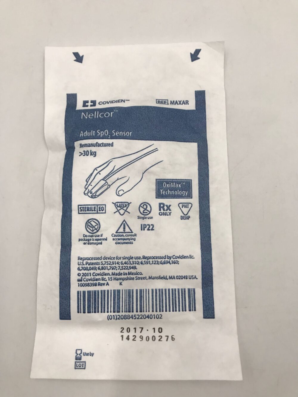 COVIDIEN MAXAR Nellcor Adult SPO2 Sensor, 30kg (X) - GB TECH USA